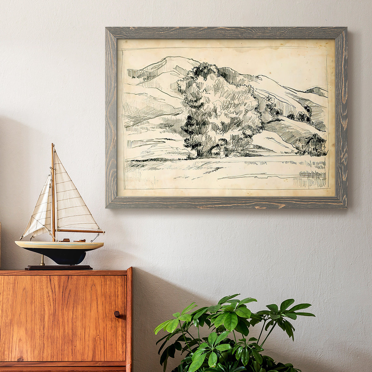 Wexford Home Mountain Sketch II Framed On Canvas Print | Wayfair
